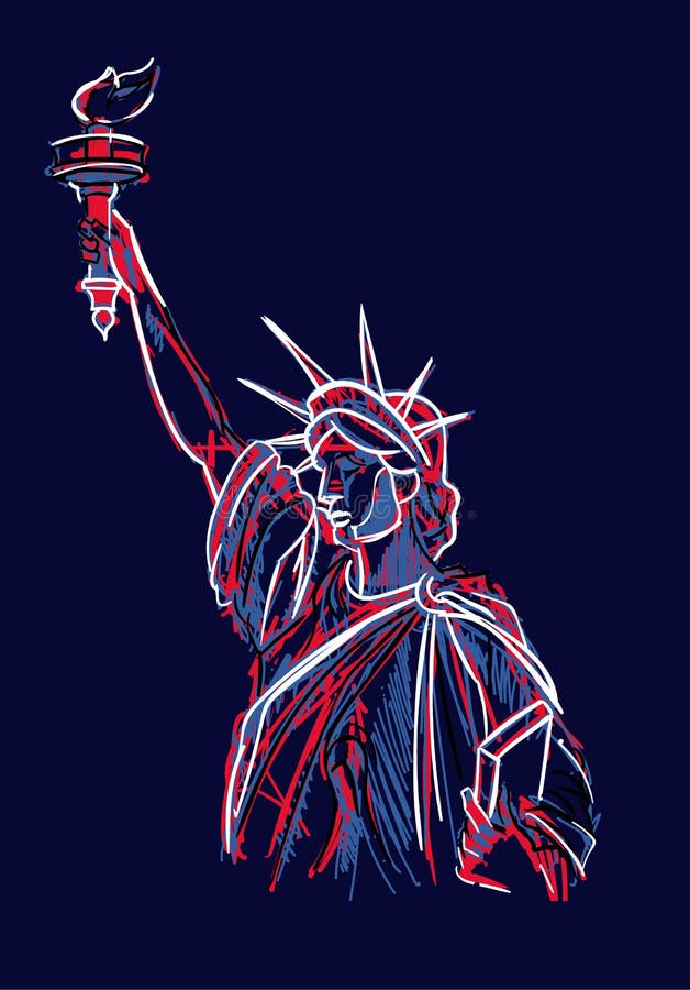Statue of Liberty drawing stock illustration. Illustration of clipart ...