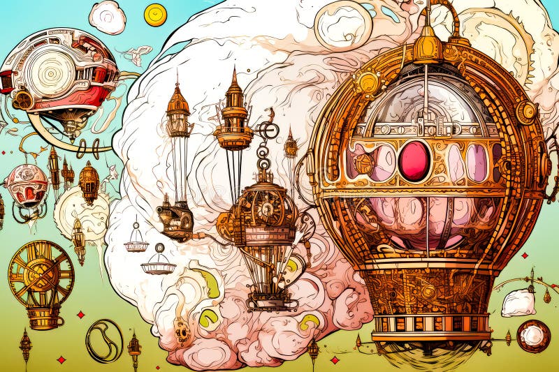 Drawing of Steampunk in Cloud Filled with Steampunks. Generative AI ...
