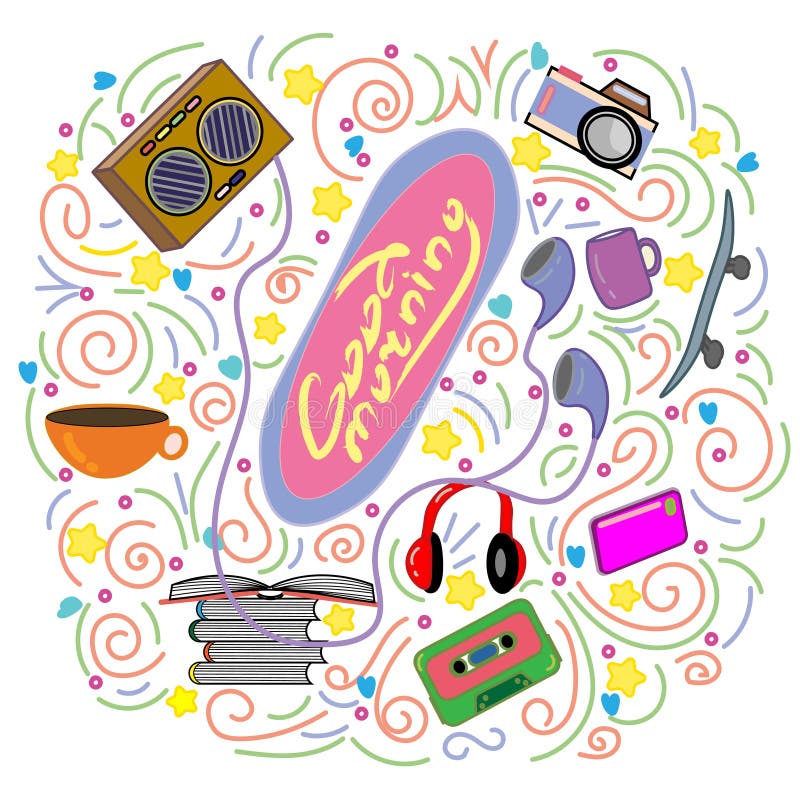 Drawing Stencil for Teenagers Good Morning Stock Vector - Illustration ...