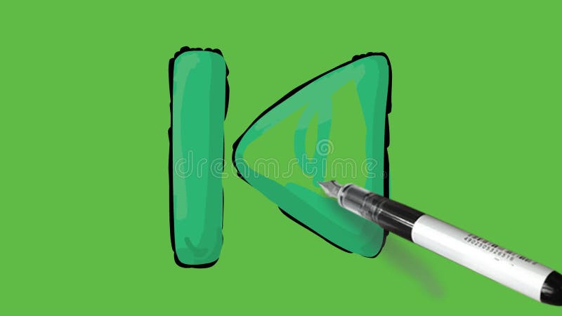 Drawing Step Backward Symbol with Blue Colour and Black Outline on ...