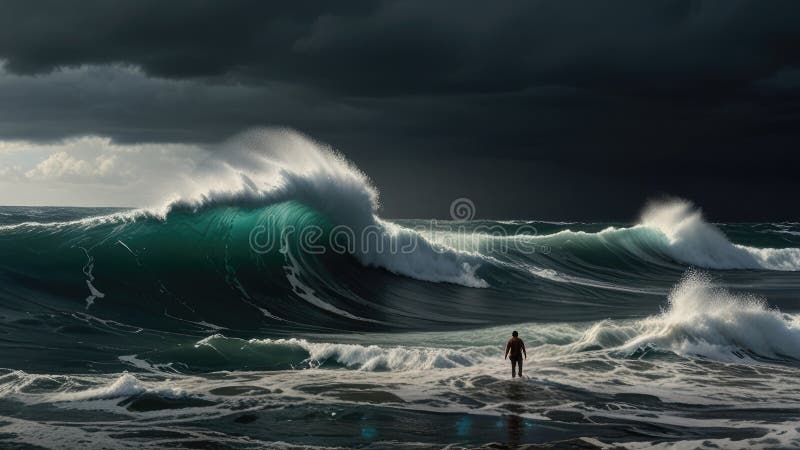 Drawing storm at sea stock illustration. Illustration of landscape ...