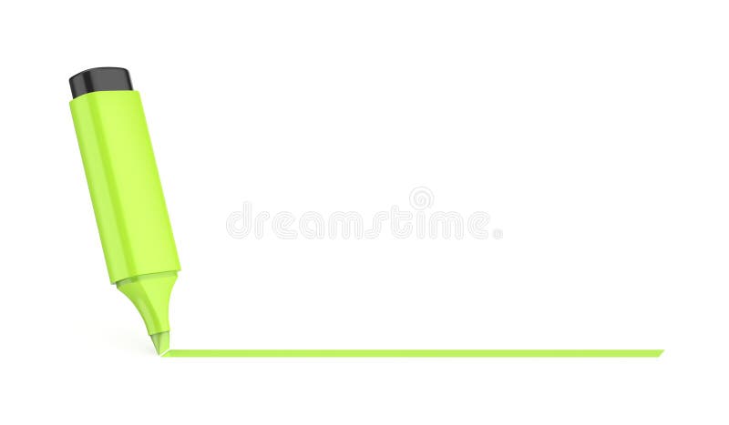 Drawing a Straight Line with a Green Highlighter Stock Photo ...
