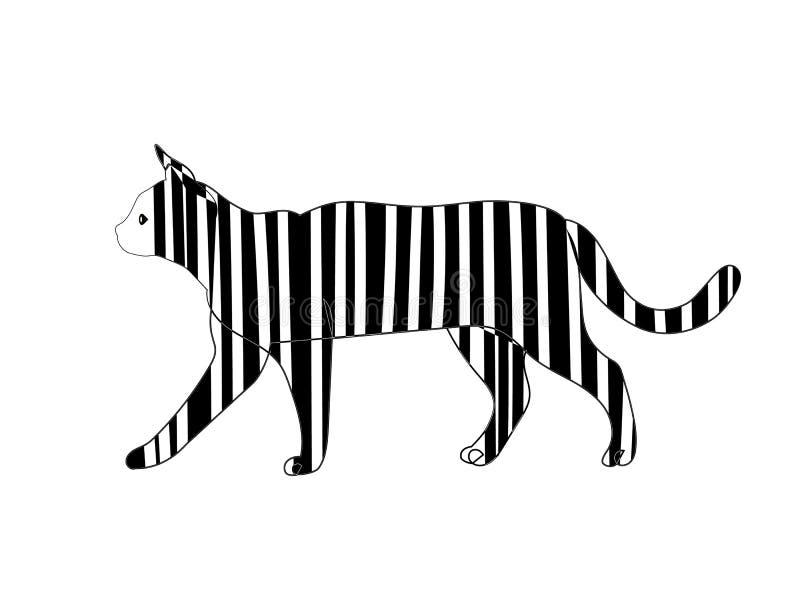 Drawing of a Striped Cat in Motion Stock Illustration - Illustration of ...