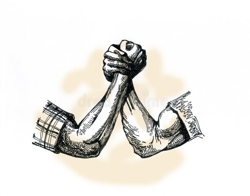 Armrestling, a Symbol of Struggle. Strong Arms. Stock Illustration ...