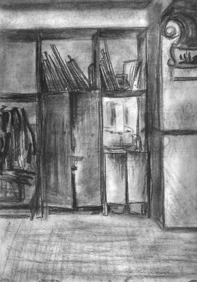 Drawing studio works stock illustration. Illustration of home - 13083520