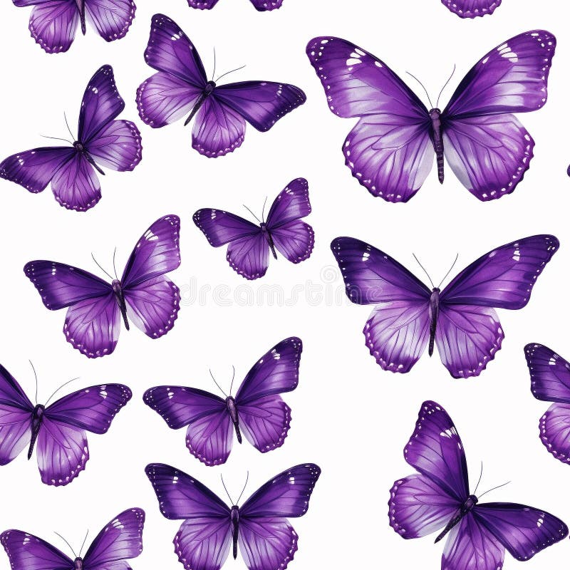 Seamless Purple Butterfly Pattern, Generative AI Stock Illustration ...