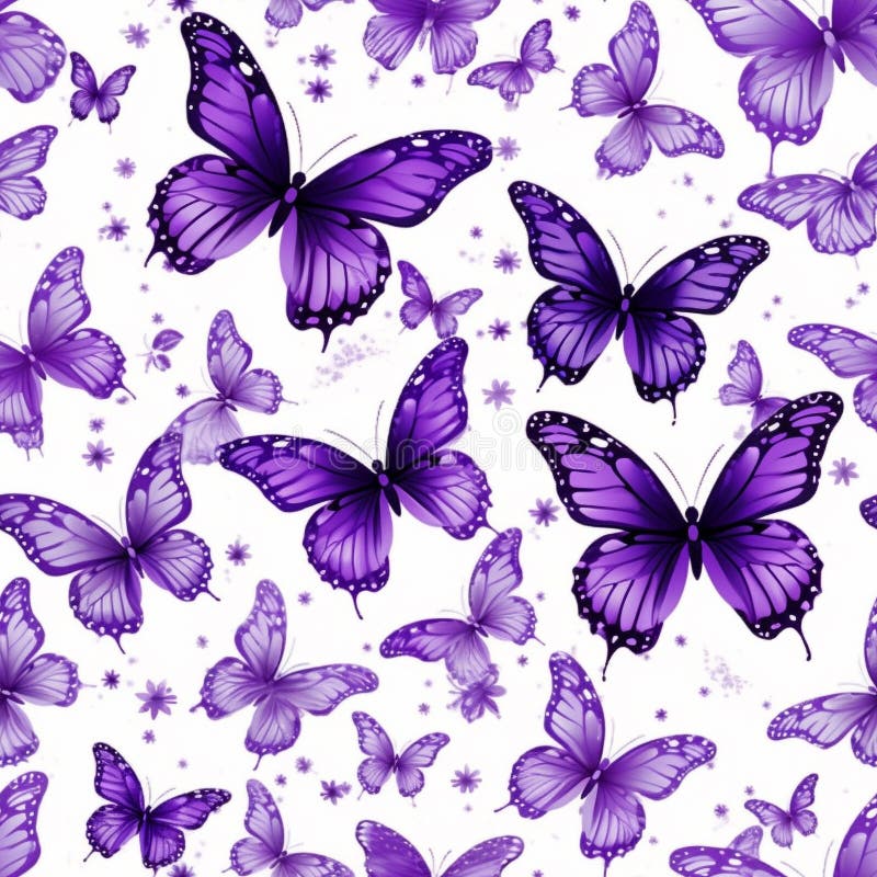 Seamless Purple Butterfly Pattern, Generative AI Stock Illustration ...