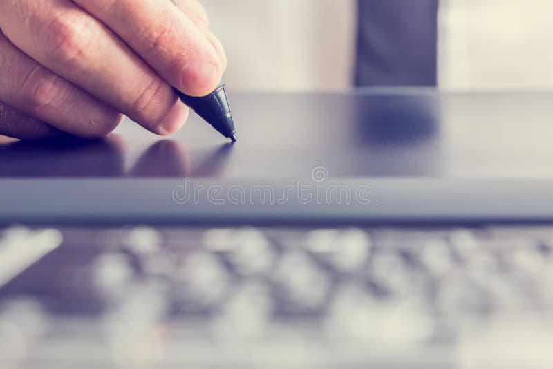 Using Touchpad Graphics Tablet Stock Photo - Image of black ...