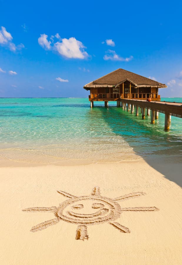 Drawing sun on beach stock image. Image of season, abstract - 9437827