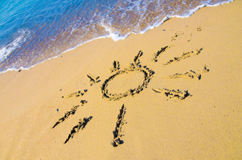 Drawing of sun in the sand stock image. Image of drawing - 5856513