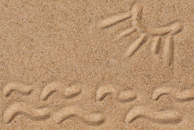 Drawing Sun And Waves On The Sand Stock Image - Image of sand, abstract ...