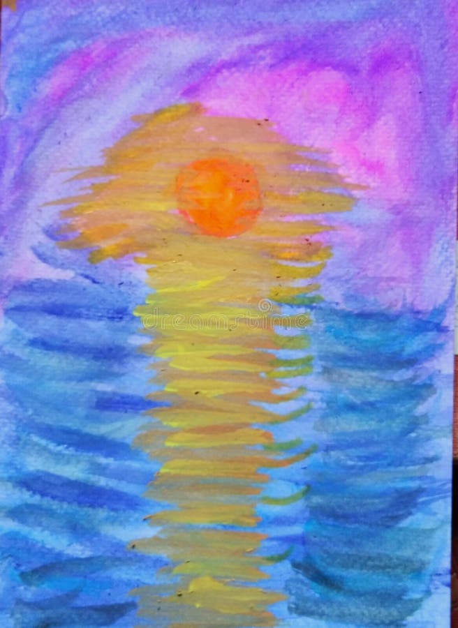 Sunset & reflections stock illustration. Illustration of disk - 164059360