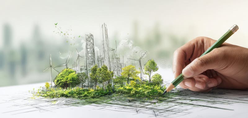The Drawing of a Sustainable Urban Landscape with Green Elements and ...