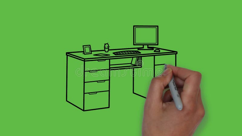 Drawing Table with Computer in Black and Blue Colour Combination on ...