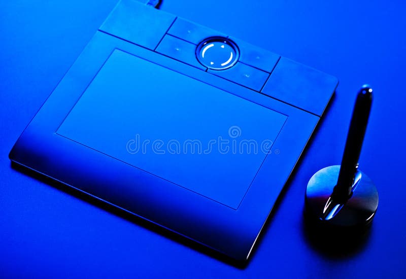 Drawing Tablet in Blue Light Stock Photo - Image of desktop, studio ...