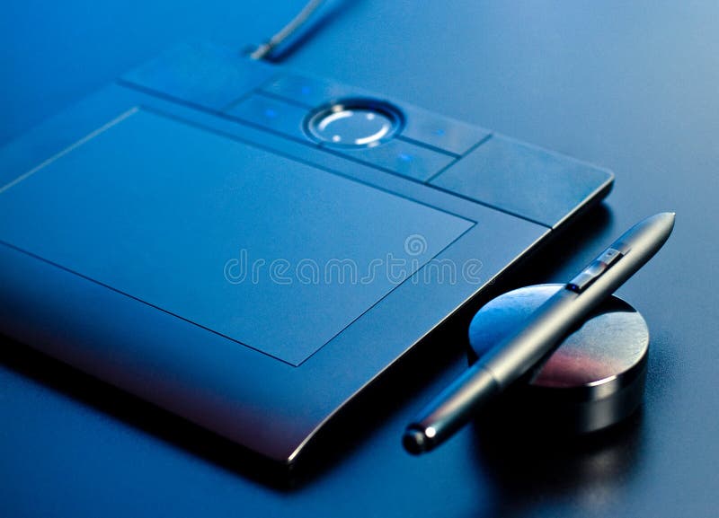 Drawing Tablet in Blue Light Stock Image - Image of arts, computer ...