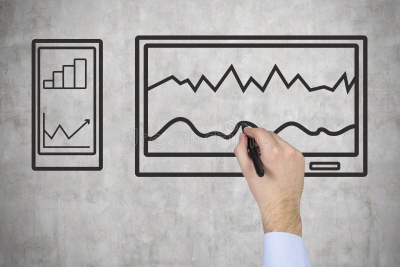 Drawing tablet with chart stock photo. Image of idea - 48168814