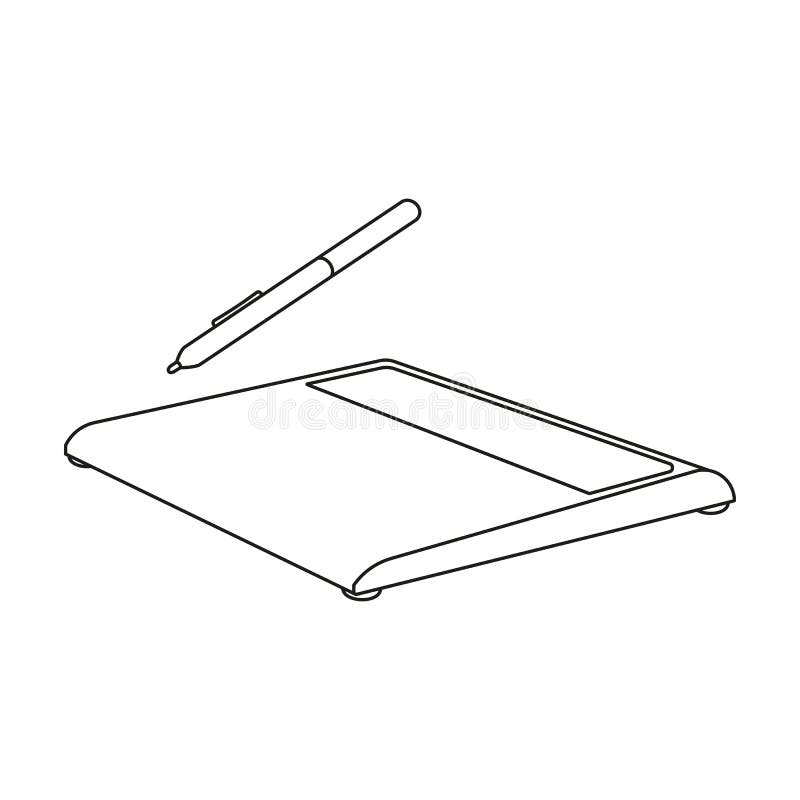 Drawing Tablet Icon in Outline Style Isolated on White Background ...