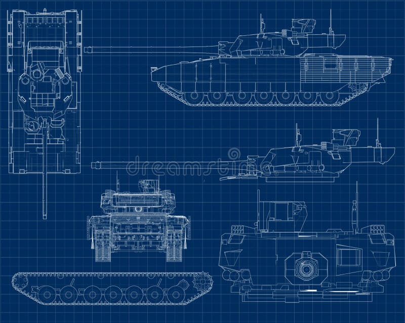 Drawing of the Tank from Different Angles Depicted in the Drawing Style ...
