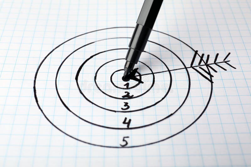 Drawing of Target Hit and Marker on Paper Stock Photo - Image of ...