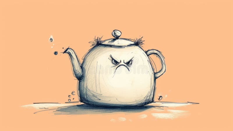 A Drawing of a Teapot with an Angry Face on it, AI Stock Illustration ...