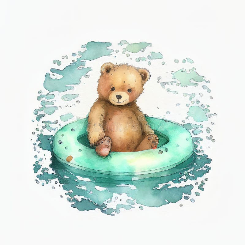 Drawing Teddy Bear Reading A Book Wearing Glasses Sitting Generative Ai