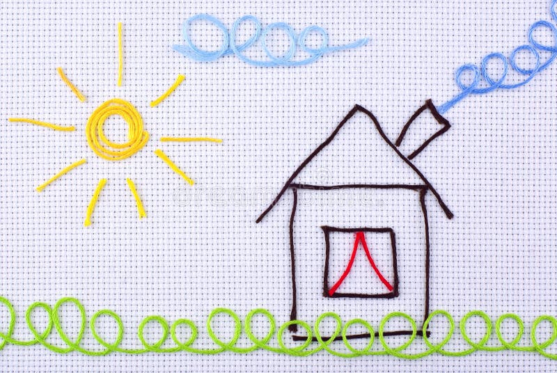 Drawing From Threads On An Outline Stock Photo - Image of stitch, hobby ...