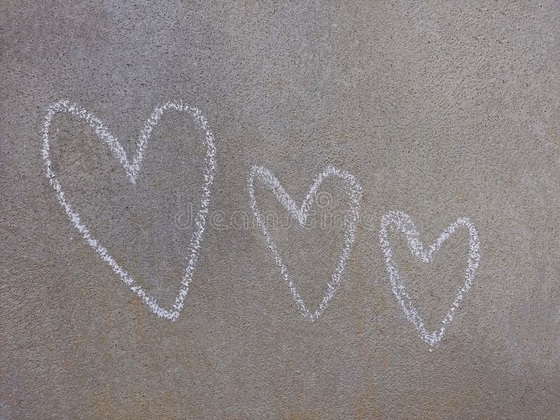 Drawing Three White Hearts on Gray Cement Wall Texture. Convey Love and ...
