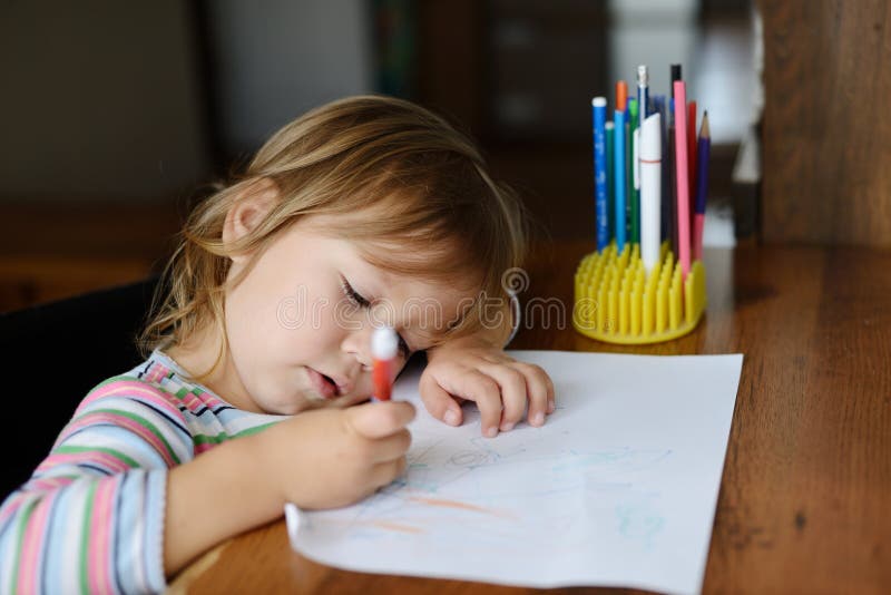 Drawing toddler stock image. Image of creative, indoor - 35128669