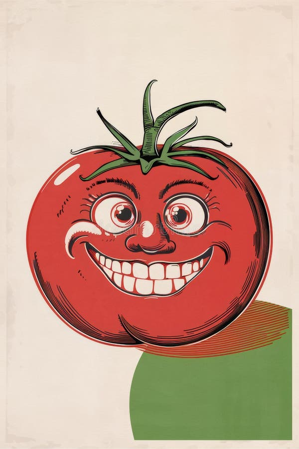 A Drawing of a Tomato with an Evil Face on it, AI Stock Illustration ...