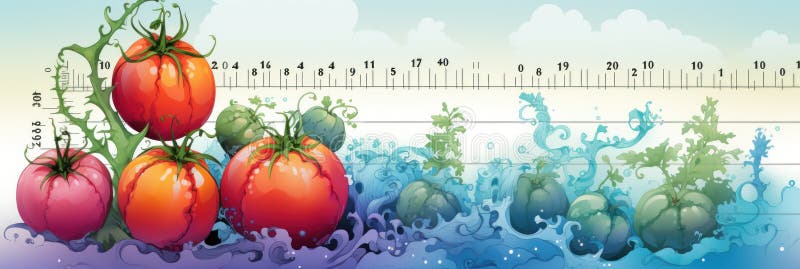 A Drawing of Tomatoes and a Ruler. Generative AI Image. Stock ...