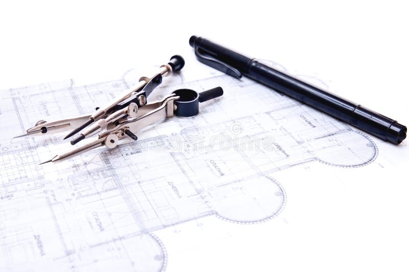 Drafting Tools on House Layout Drawing Stock Photo - Image of ...