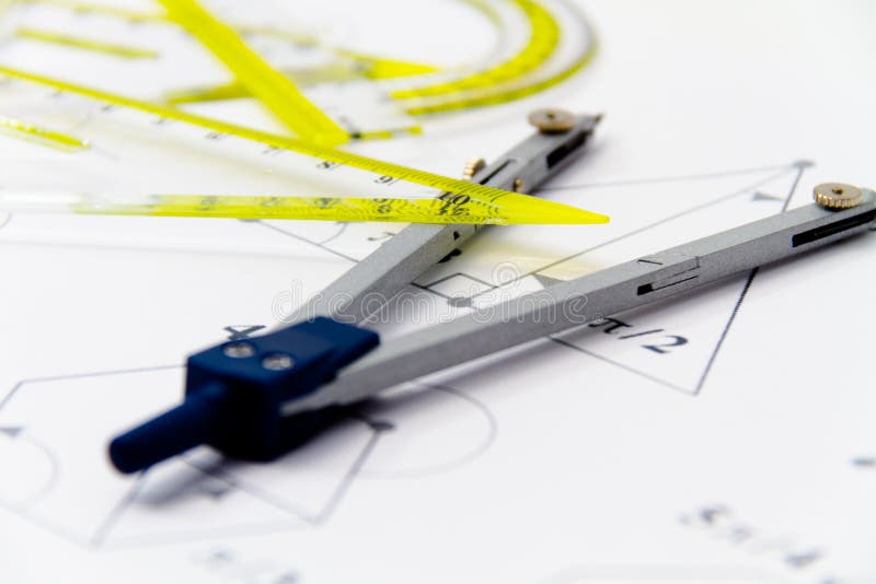 Drawing tools with compass stock image. Image of architect - 165157853