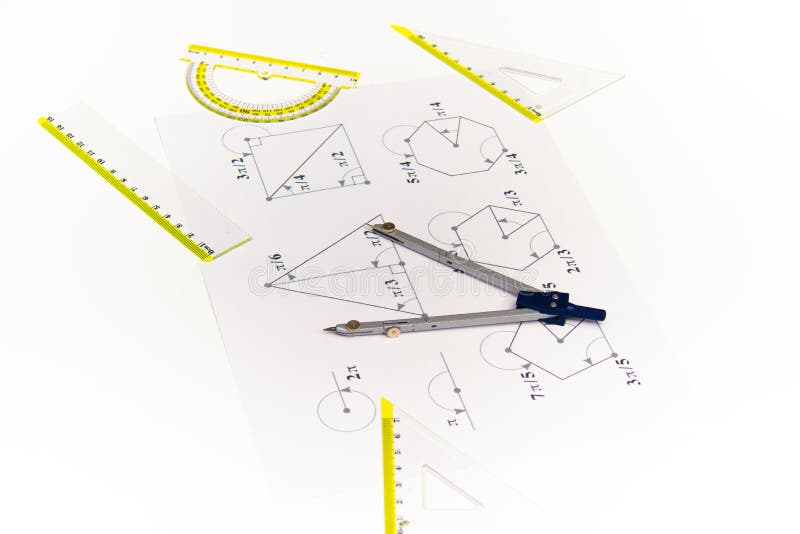 Drawing tools with compass stock image. Image of engineering - 165158899