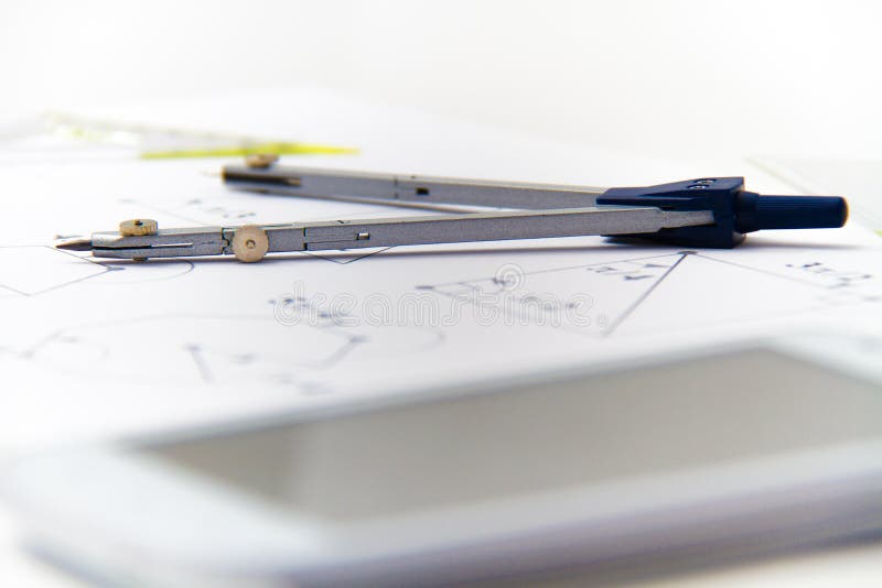 Drawing tools with compass stock image. Image of carpenter - 165159171