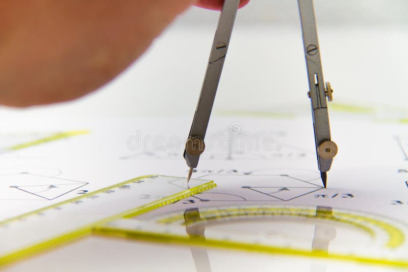 Drawing tools with compass stock photo. Image of geometry - 165158536