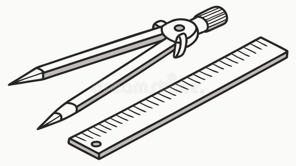 Drawing Tools Compass Ruler Outline Vector Illustration, Vector Design ...