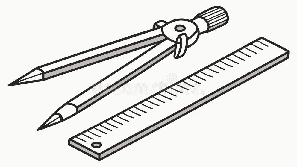 Drawing Tools Compass Ruler Outline Vector Illustration, Vector Design ...
