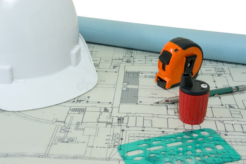 Drawing and Tools for Constructions Stock Photo - Image of engineering ...