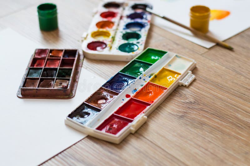 Drawing tools stock photo. Image of container, mess, colors - 79171028