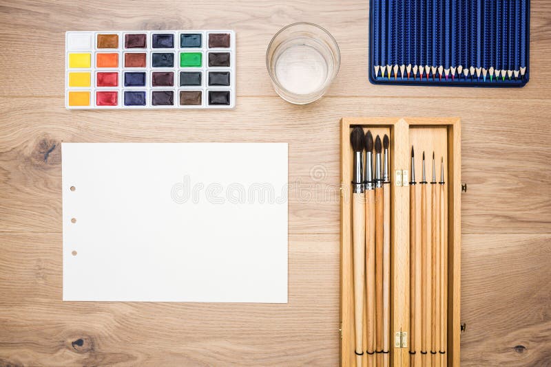 Drawing tools on desktop stock image. Image of color - 71431111
