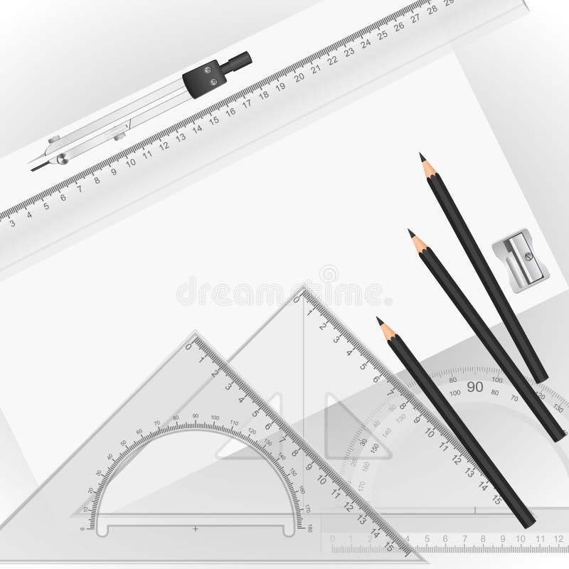 Drawing Tools With A Drawing In The Background Stock Vector ...
