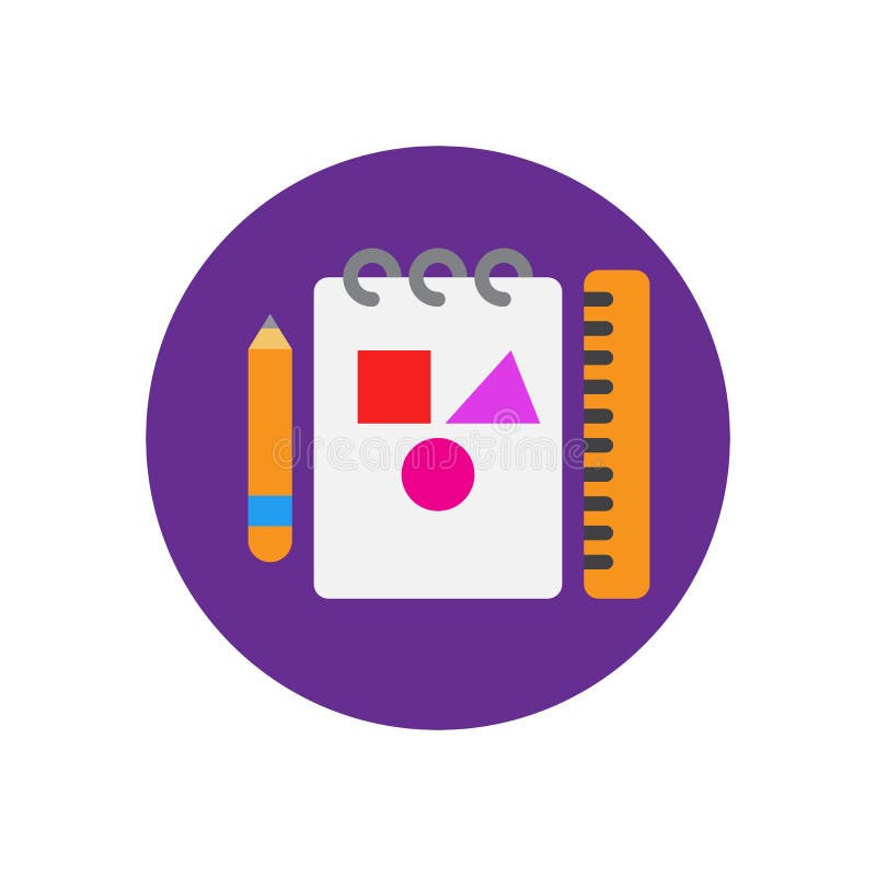 Drawing Tools Flat Icon. Round Colorful Button, Sketching Circular ...