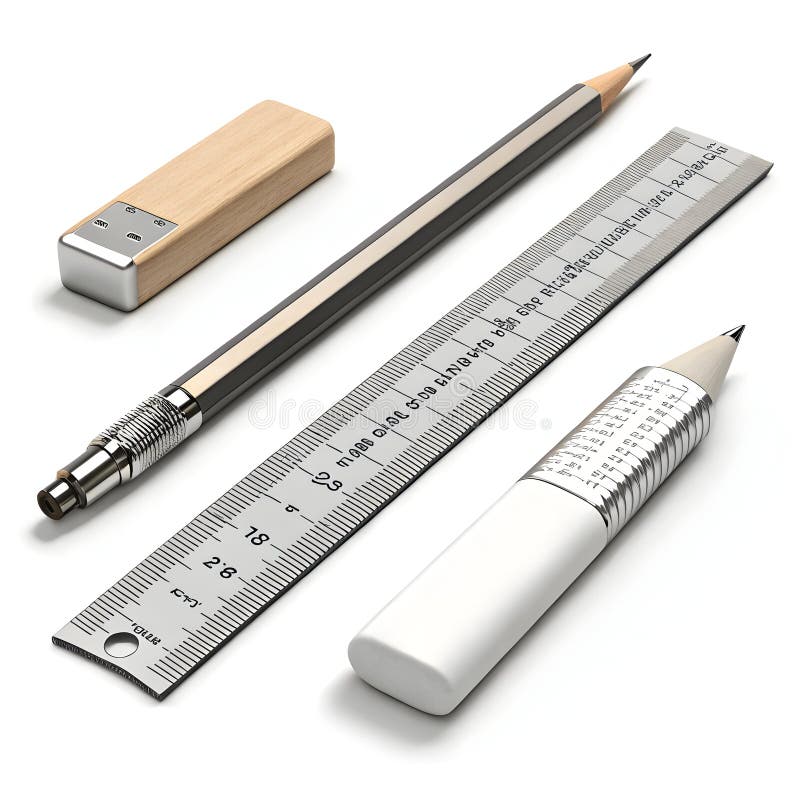 Drawing Tools Icon 3D Render Isolated on White Background Stock ...