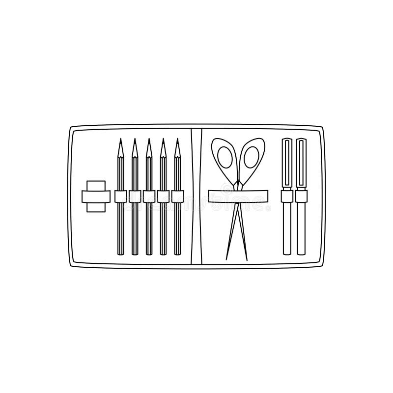 Drawing Tools in Pencil Case. Stock Vector - Illustration of creative ...