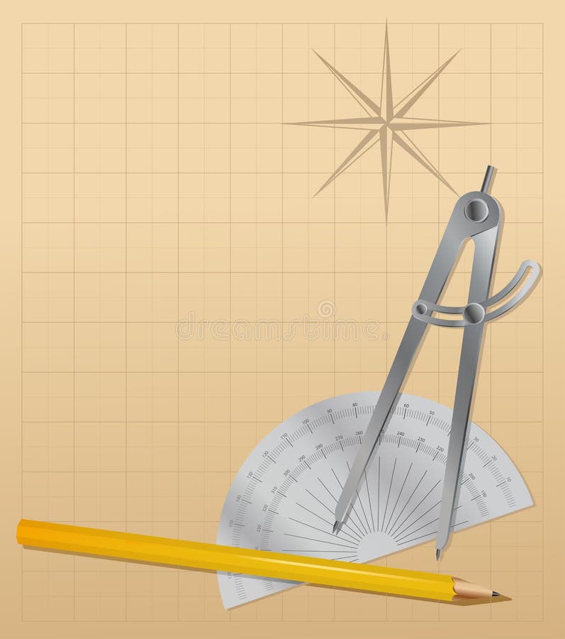 Drawing Tools - Pencil, Protractor, Divider Stock Vector - Illustration ...
