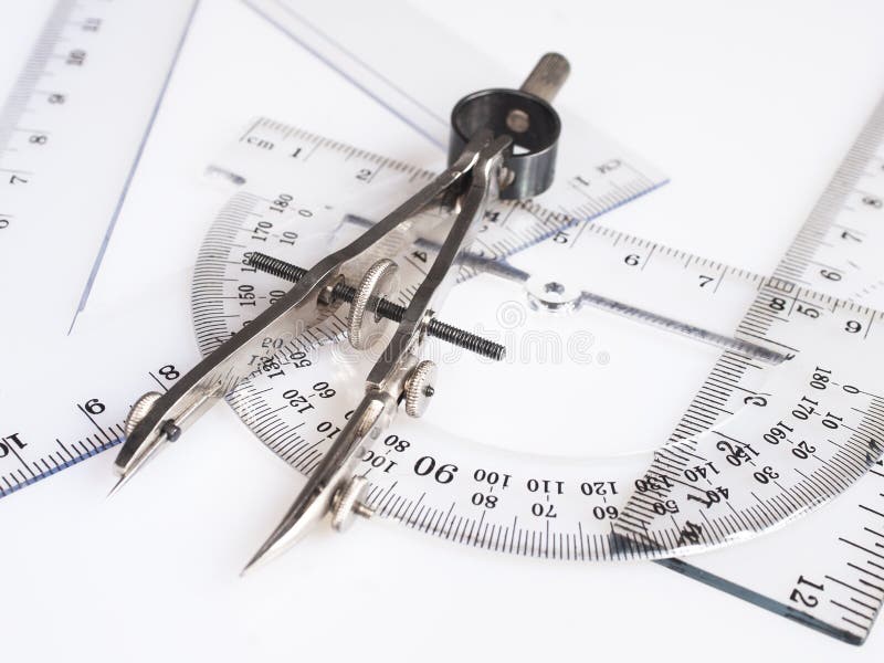 The Ruler, Triangle, Protractor for the School. Stock Photo - Image of ...