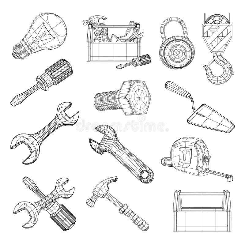 Tool box drawing stock vector. Illustration of element - 25099775