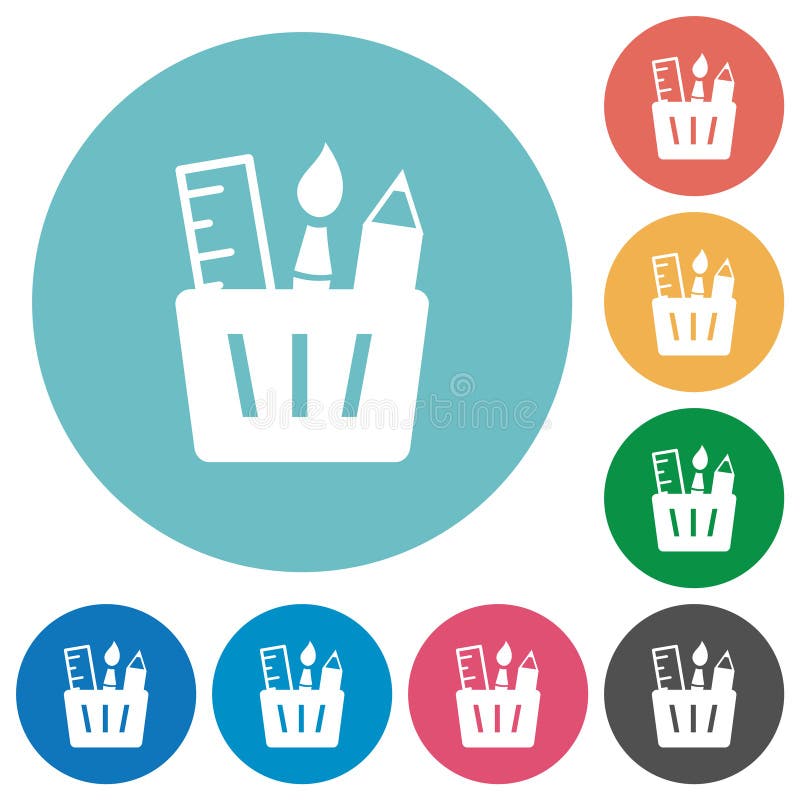 Drawing Tools Solid Flat Round Icons Stock Vector - Illustration of ...