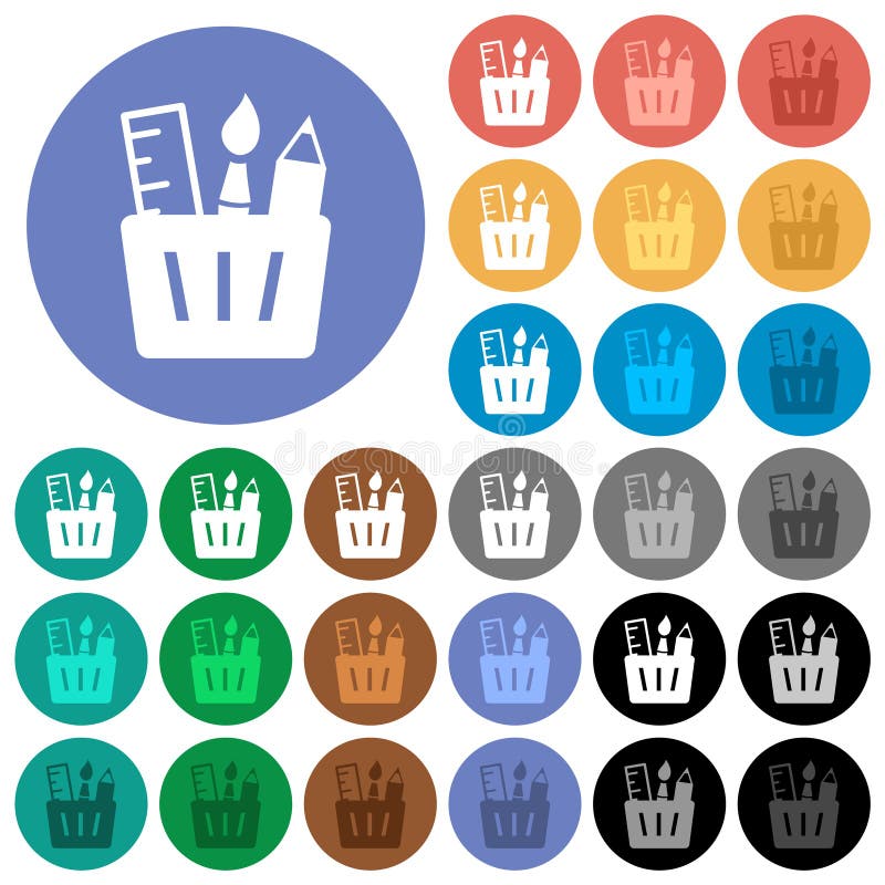 Drawing Tools Solid Round Flat Multi Colored Icons Stock Vector ...